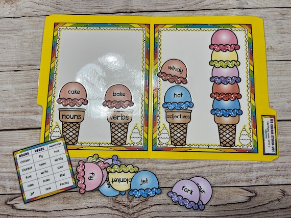 Ice Cream Stack up File Folder Game Literacy Center Grammar - Etsy
