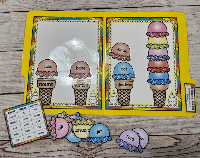 Ice Cream Stack up File Folder Game Literacy Center Grammar - Etsy