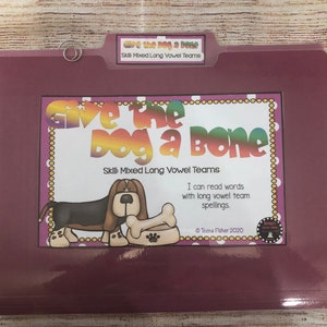 Give the Dog a Bone Long Vowel Teams Literacy Phonics File Folder Game ...