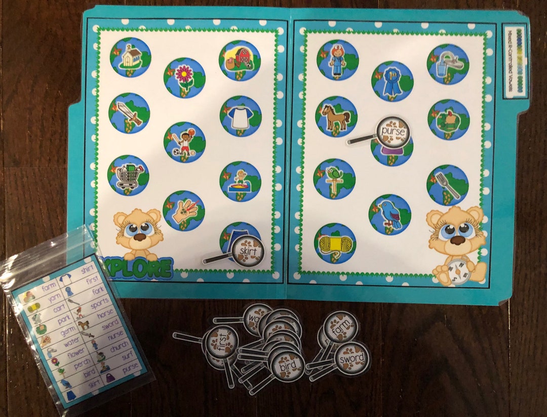 Explorer Bear R Controlled Vowel Literacy Phonics File Folder Game ...