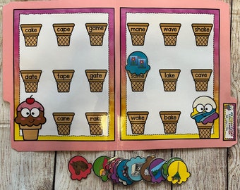 Ice Cream Cuties Long Vowel A Cvce Word Families Phonics Match - Etsy