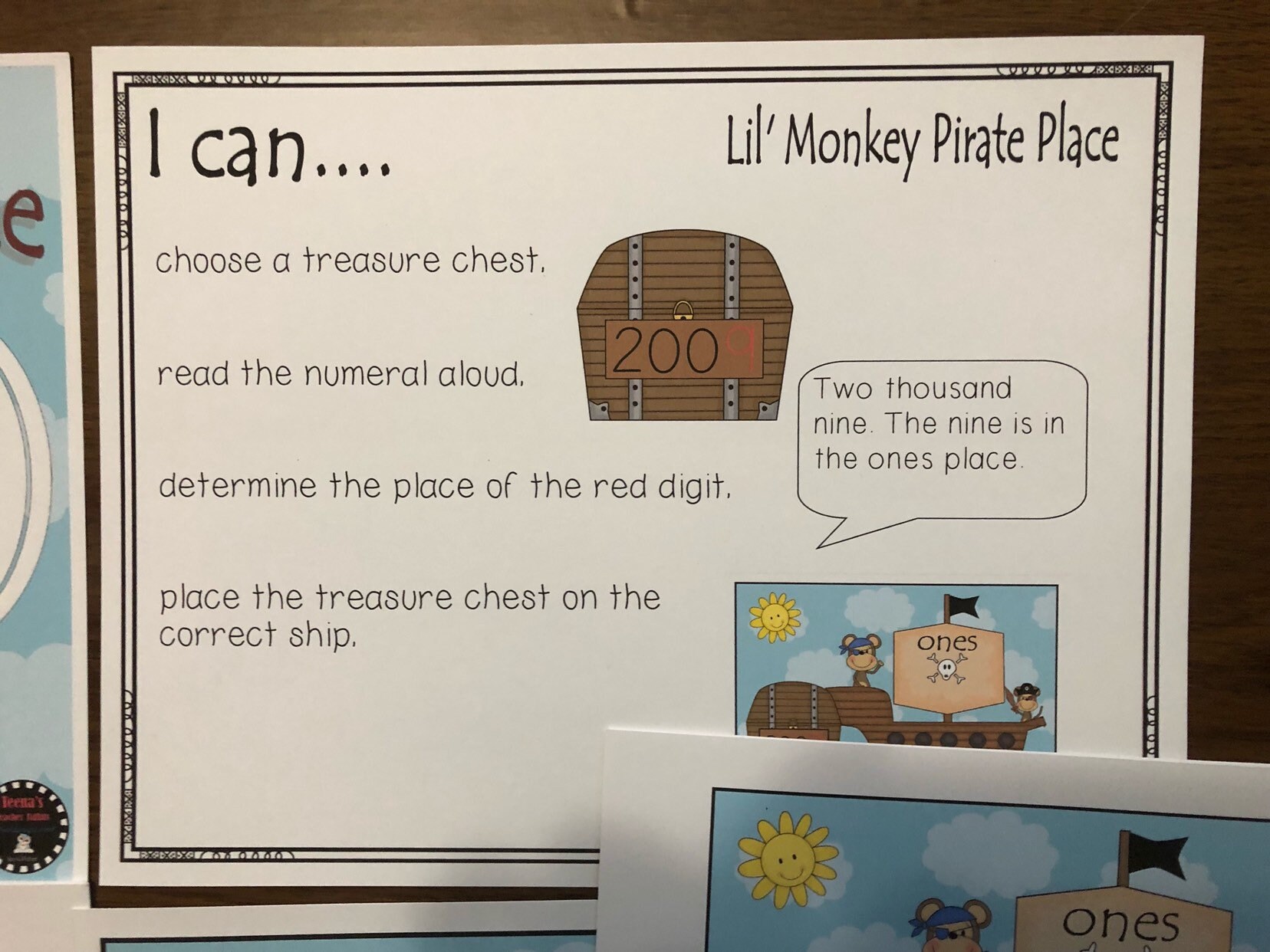 Lil' Monkey Pirate Place Value Math First Second Grade - Etsy