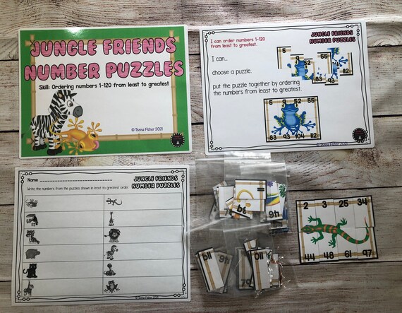 Jungle Friends Number 1-120 Puzzles Least to Greatest Math - Etsy