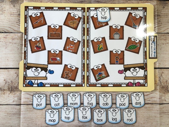Smore CVC Words Short O Phonics File Folder Game Literacy | Etsy