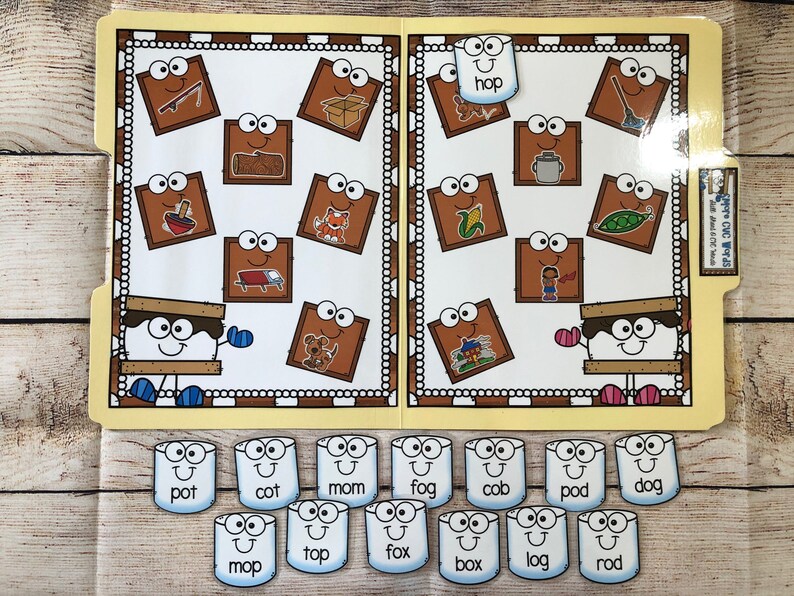 Smore CVC Words Short O Phonics File Folder Game Literacy Center ...