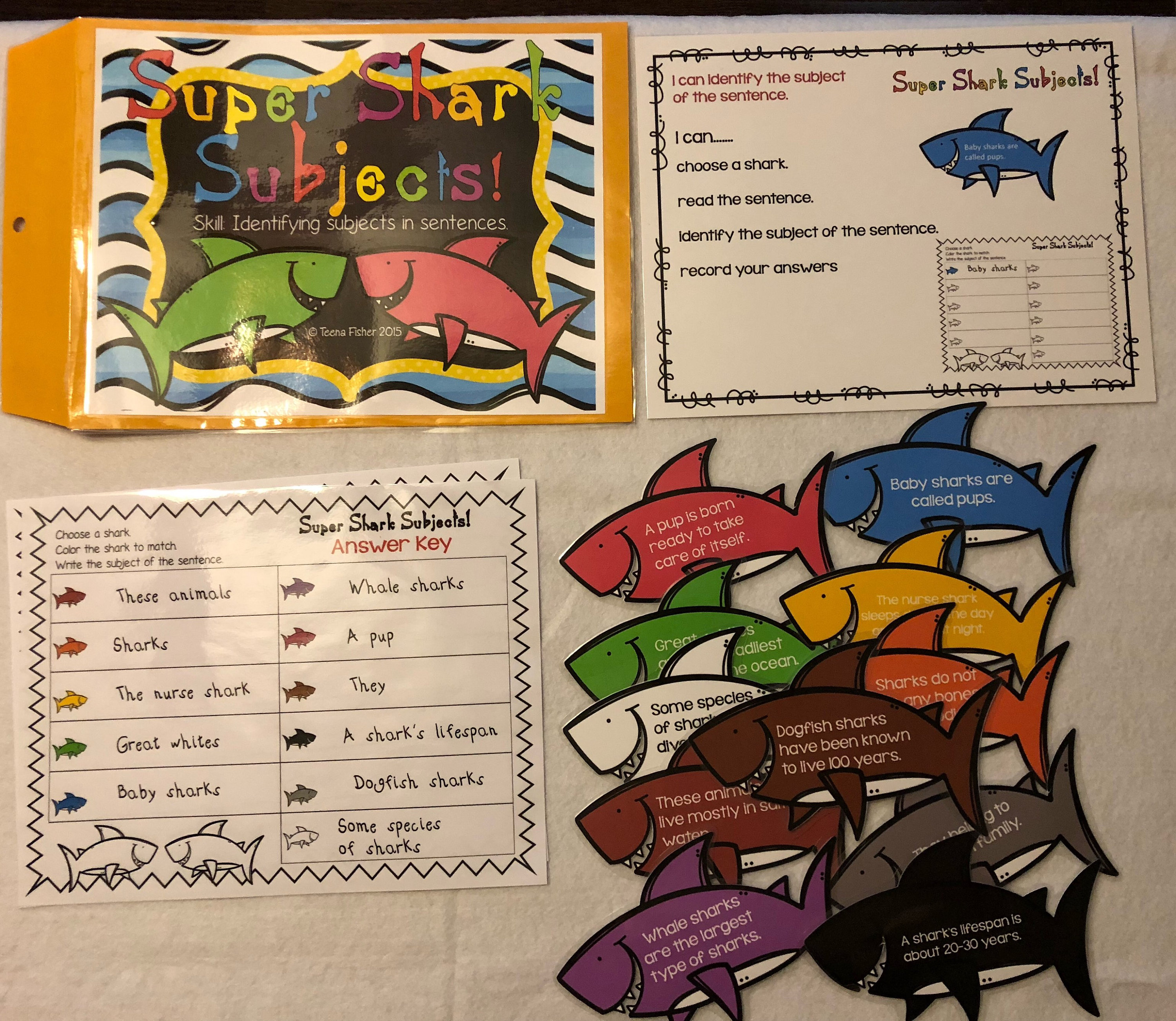 Super Shark Subjects Literacy Center 1st, 2nd Grade Teacher Resource ...