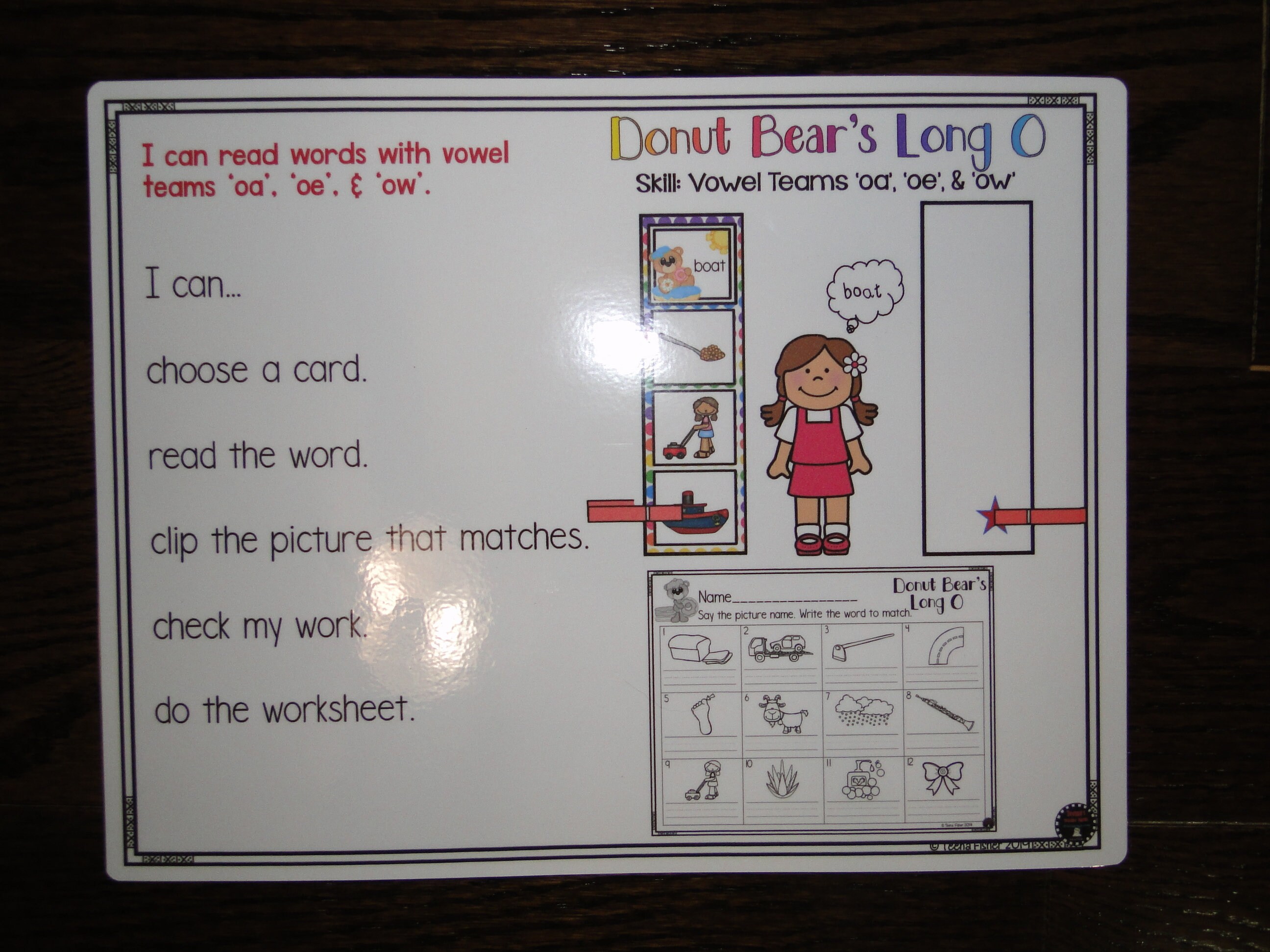Donut Bear's Long O Vowel Team Clip Cards Literacy Phonics File Folder ...