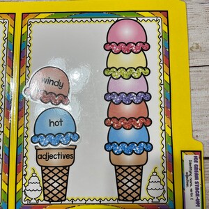 Ice Cream Stack up File Folder Game Literacy Center Grammar Nouns Verbs ...
