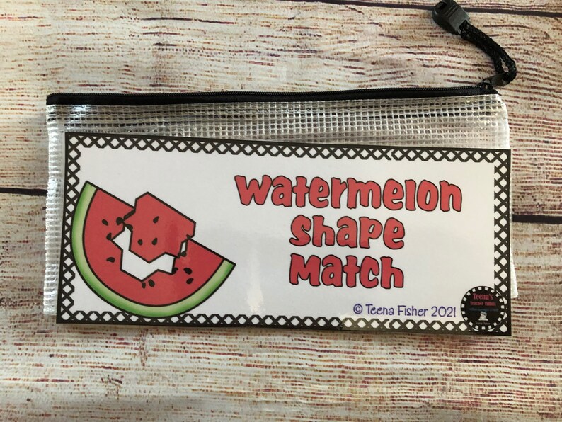 Watermelon Shape Match Math File Folder Game Center Teacher - Etsy