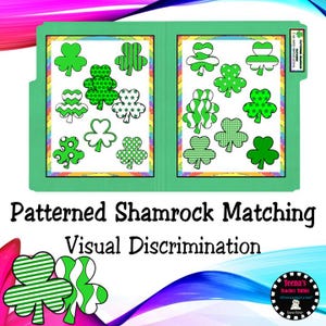 Patterned Shamrock Matching File Folder Game Kindergarten Preschool ...