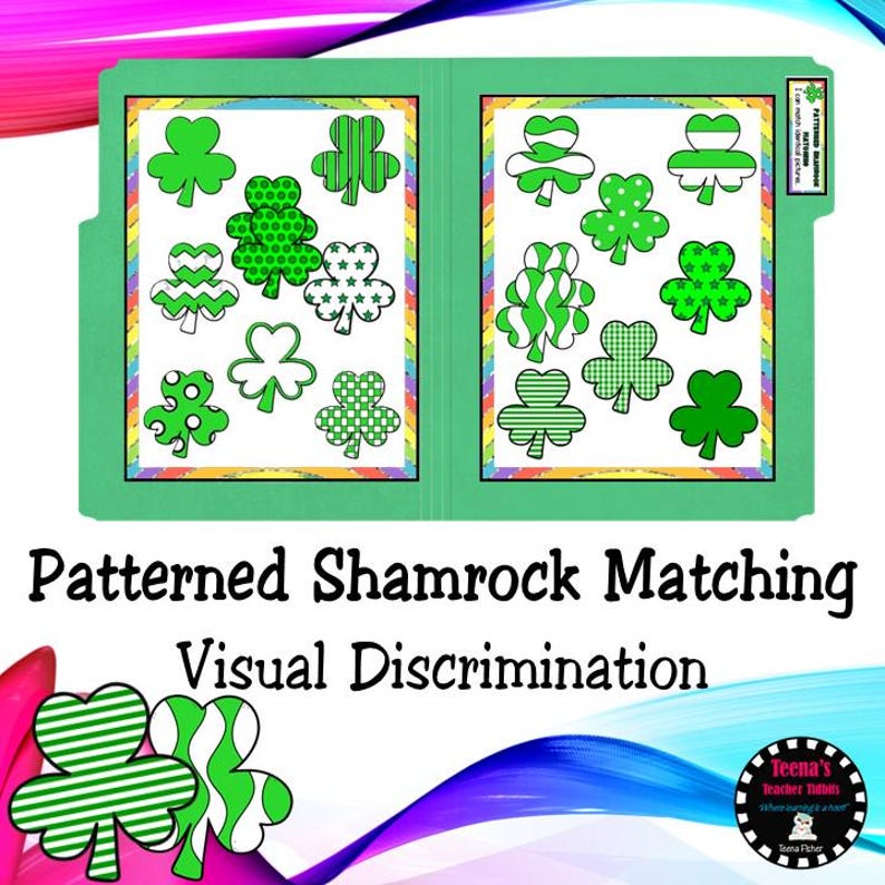 Patterned Shamrock Matching File Folder Game Kindergarten Preschool ...