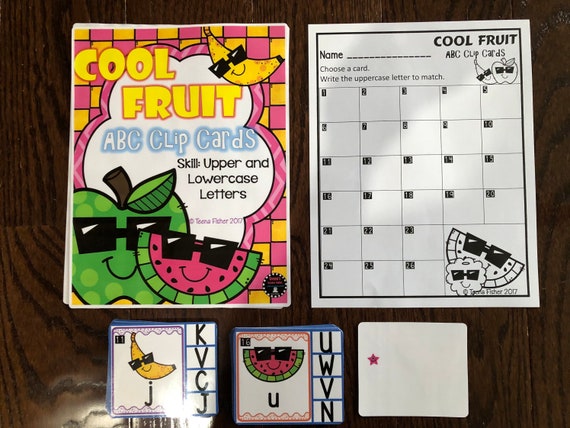 Cool Fruit Alphabet Matching Clip Cards Preschool Kindergarten | Etsy