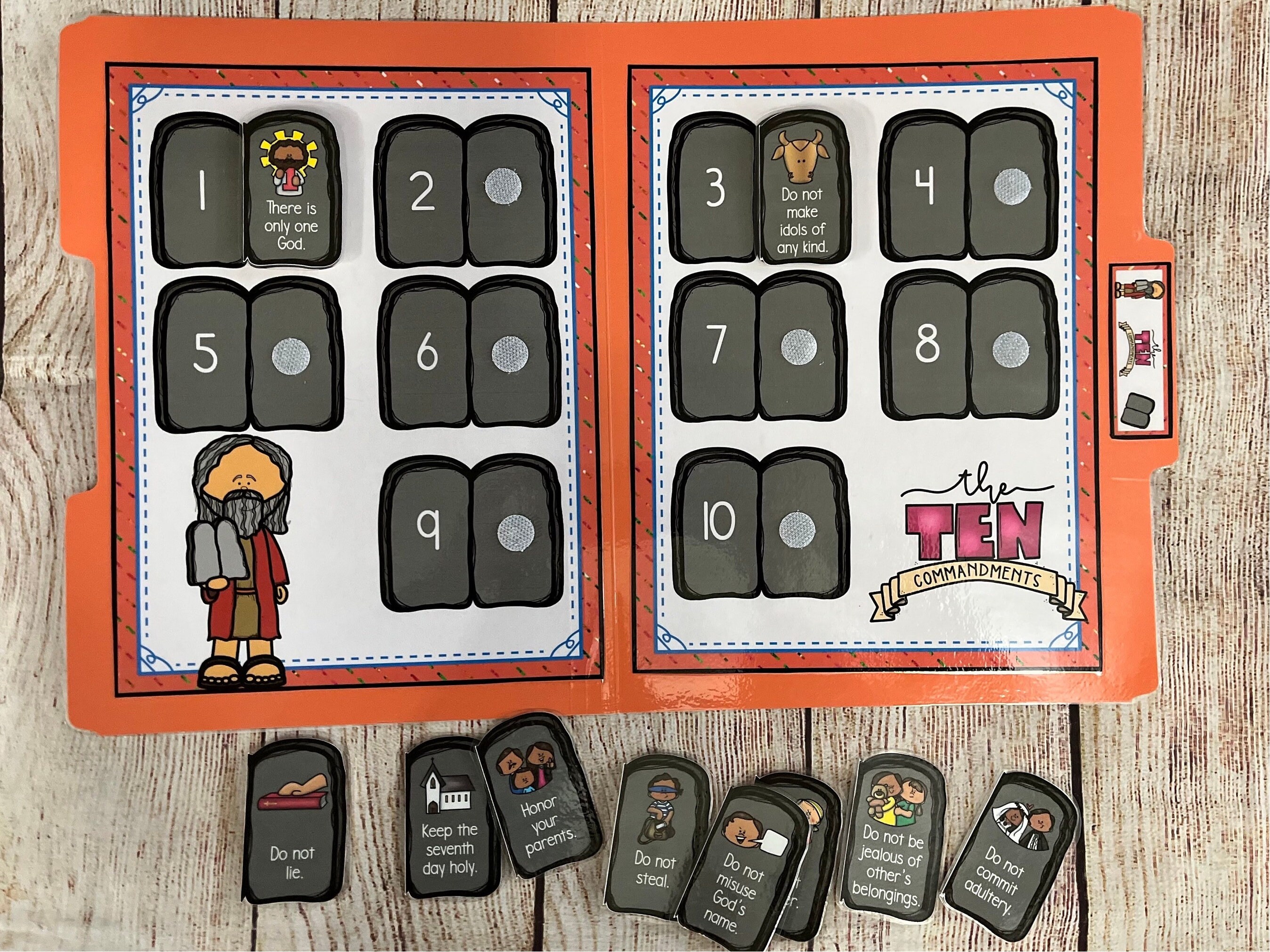 The Ten 10 Commandments Moses File Folder Game Center Teacher - Etsy