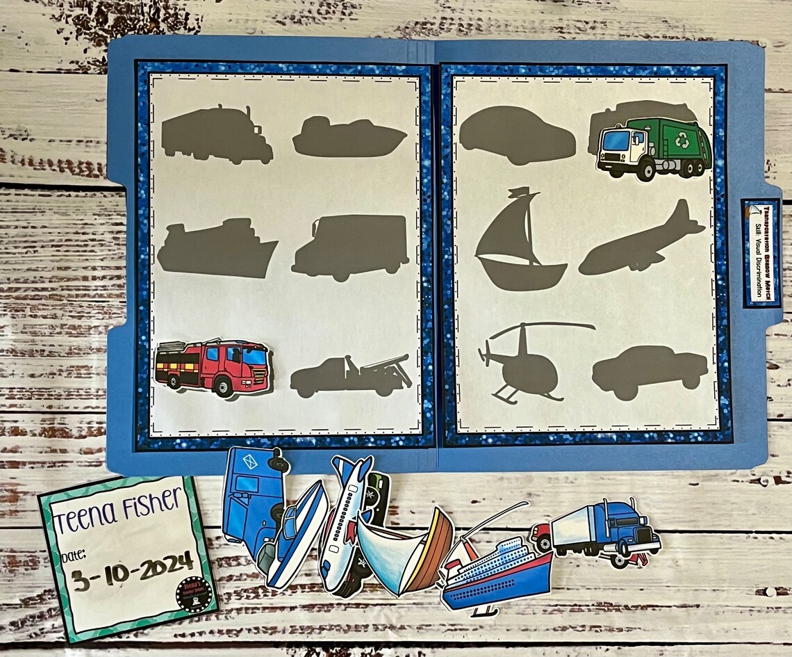 Transportion Shadow Match File Folder Game Pre-k Visual Discrimination ...