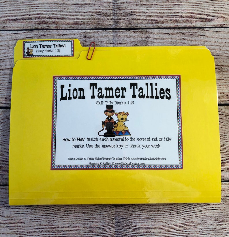 Lion Tamer Tallies Counting Tally Marks Math File Folder Game - Etsy