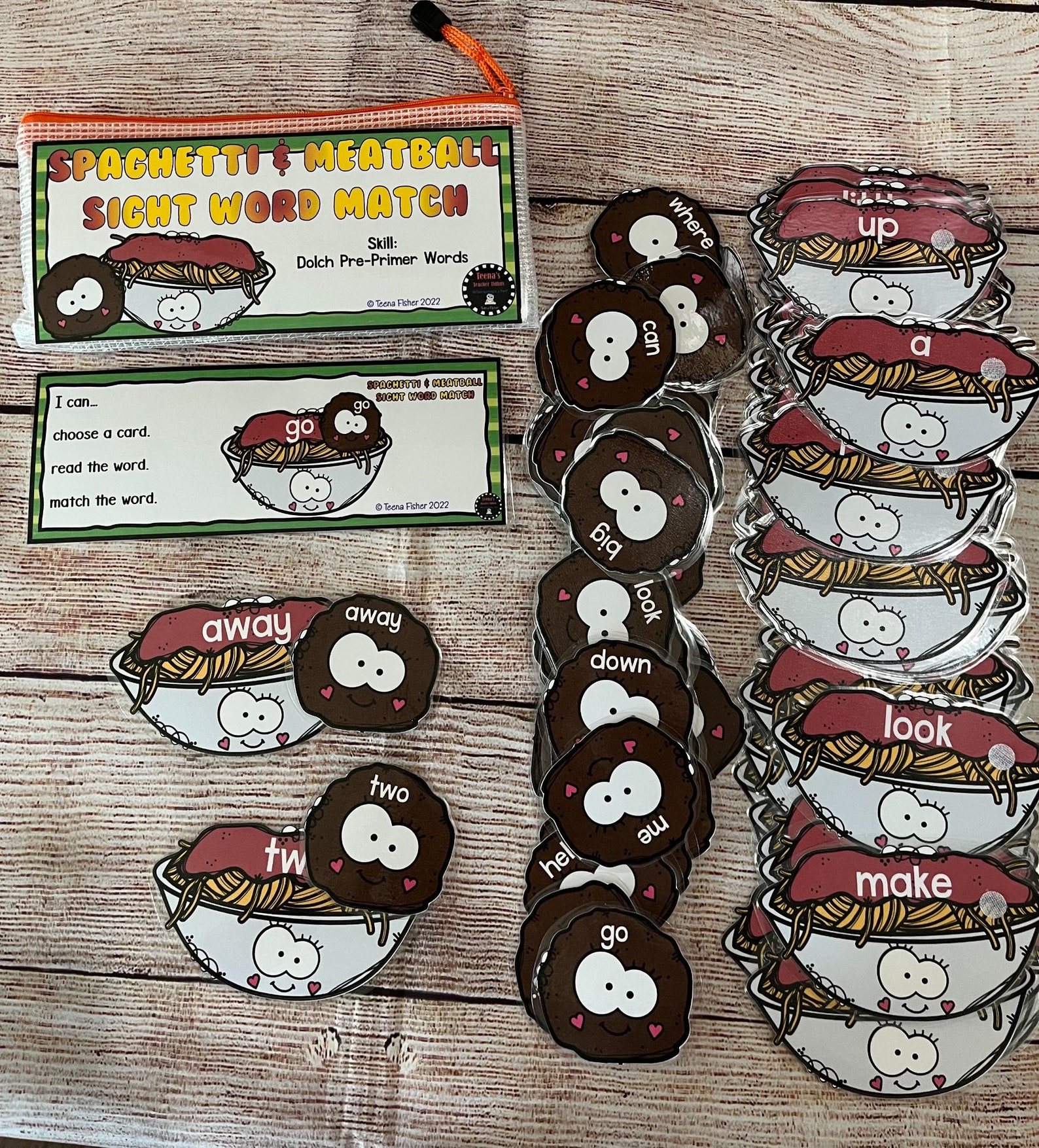 Spaghetti & Meatball Dolch Sight Word Activity Bag Busy Task - Etsy