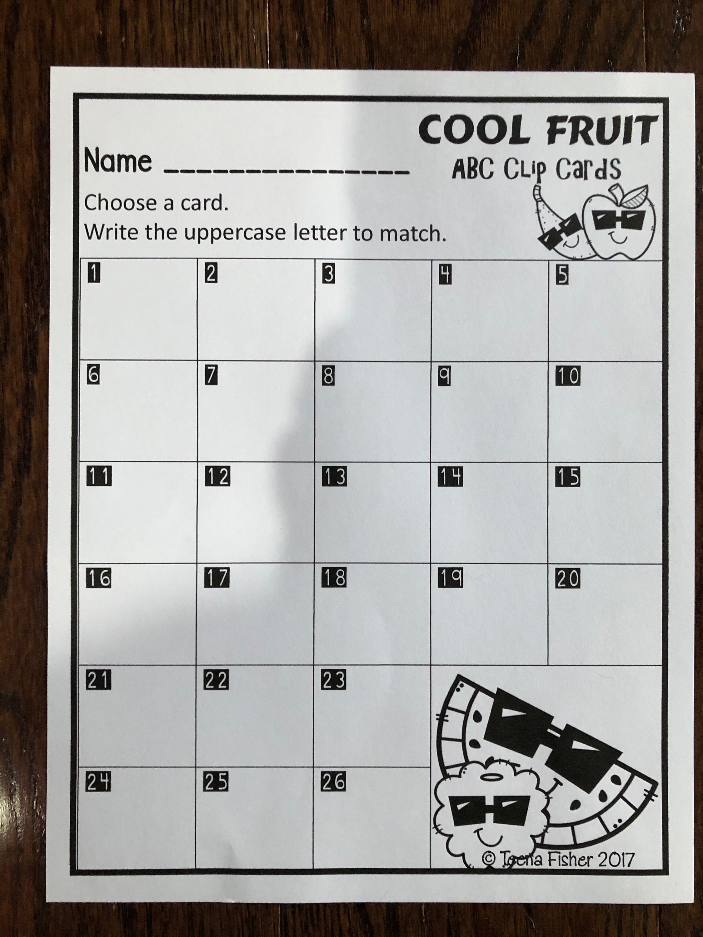 Cool Fruit Alphabet Matching Clip Cards Preschool Kindergarten ...