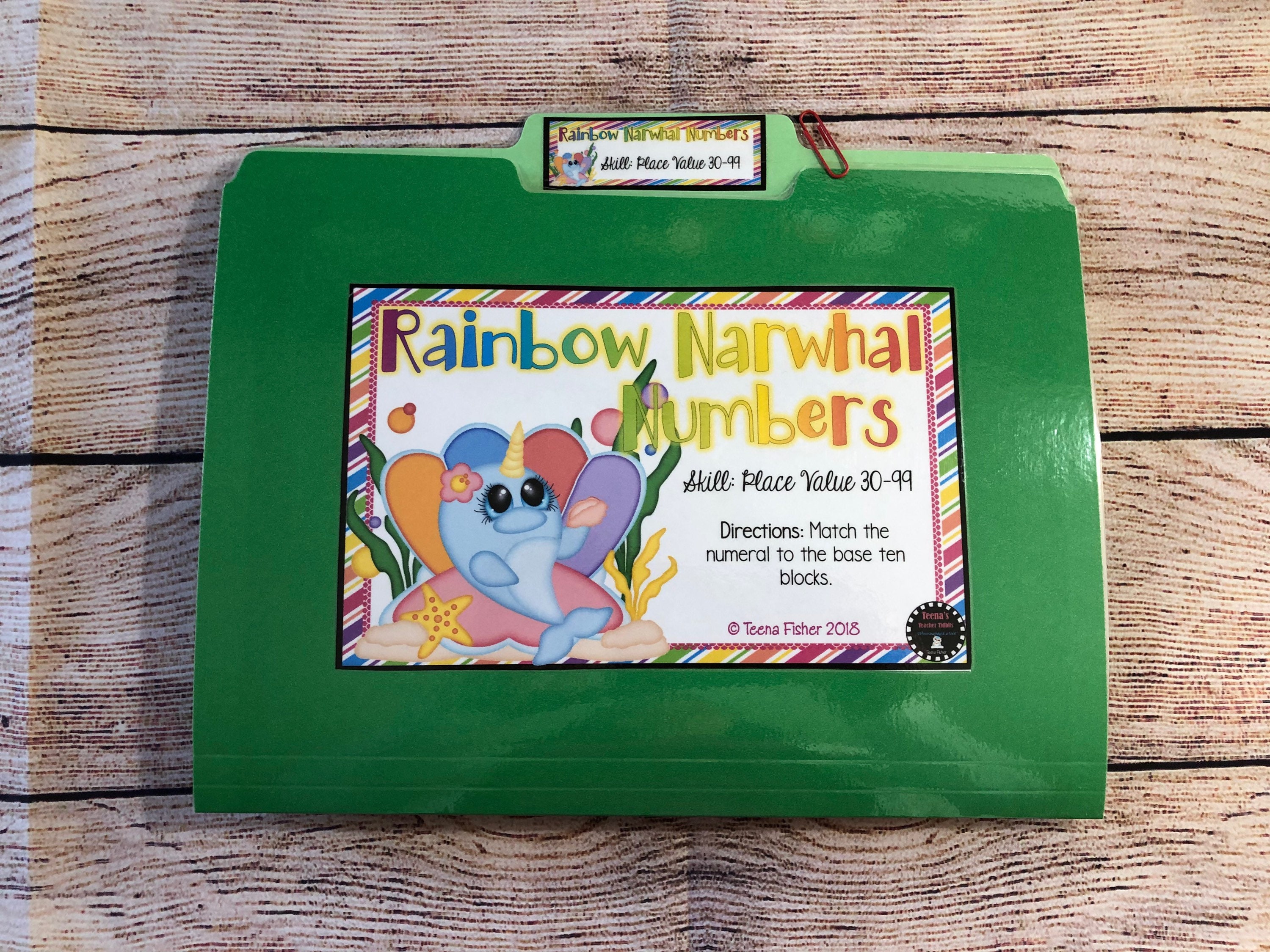 Rainbow Narwhal Teacher Made Place Value Math File Folder Game - Etsy