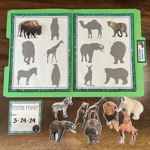 Zoo Animals Shadow Match File Folder Game Pre-k Visual Discrimination ...