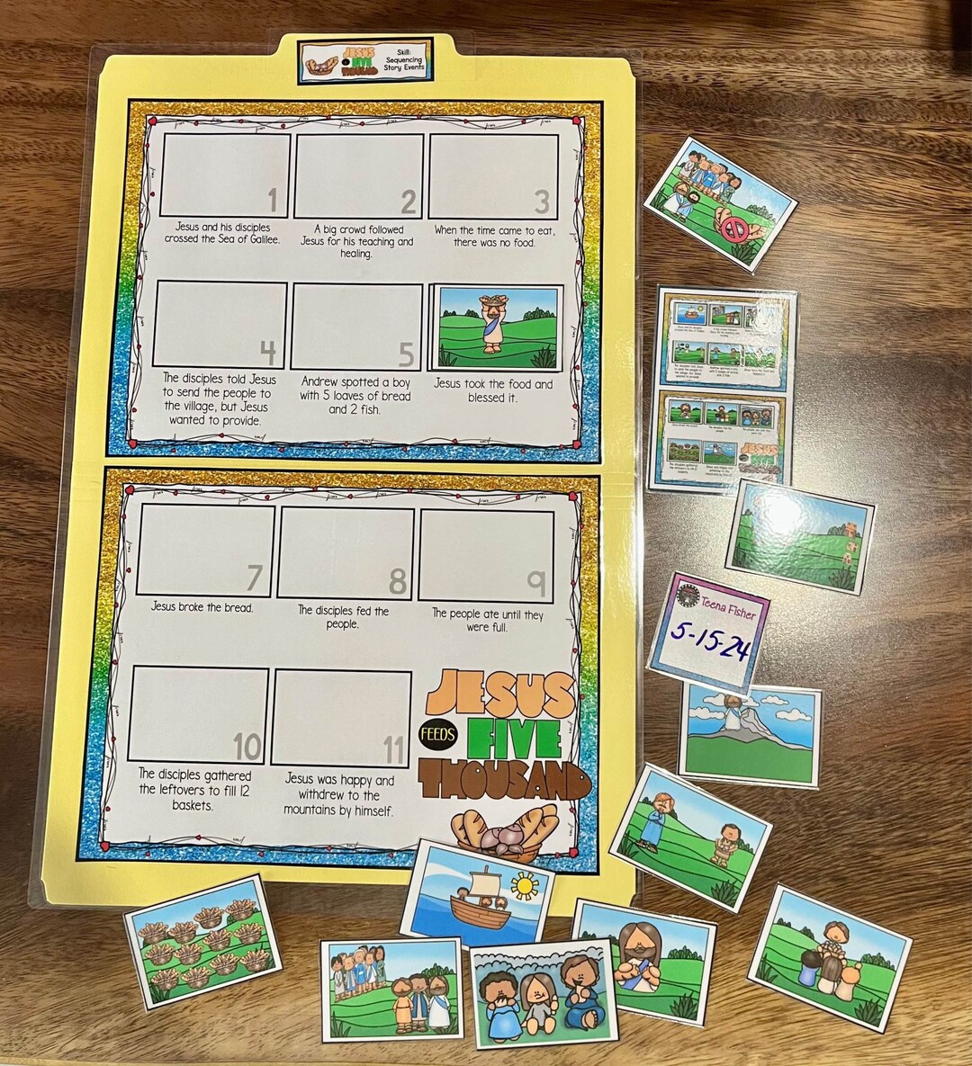 PDF VERSION Jesus Feeds 5000 Sequencing File Folder Game Center Teacher ...
