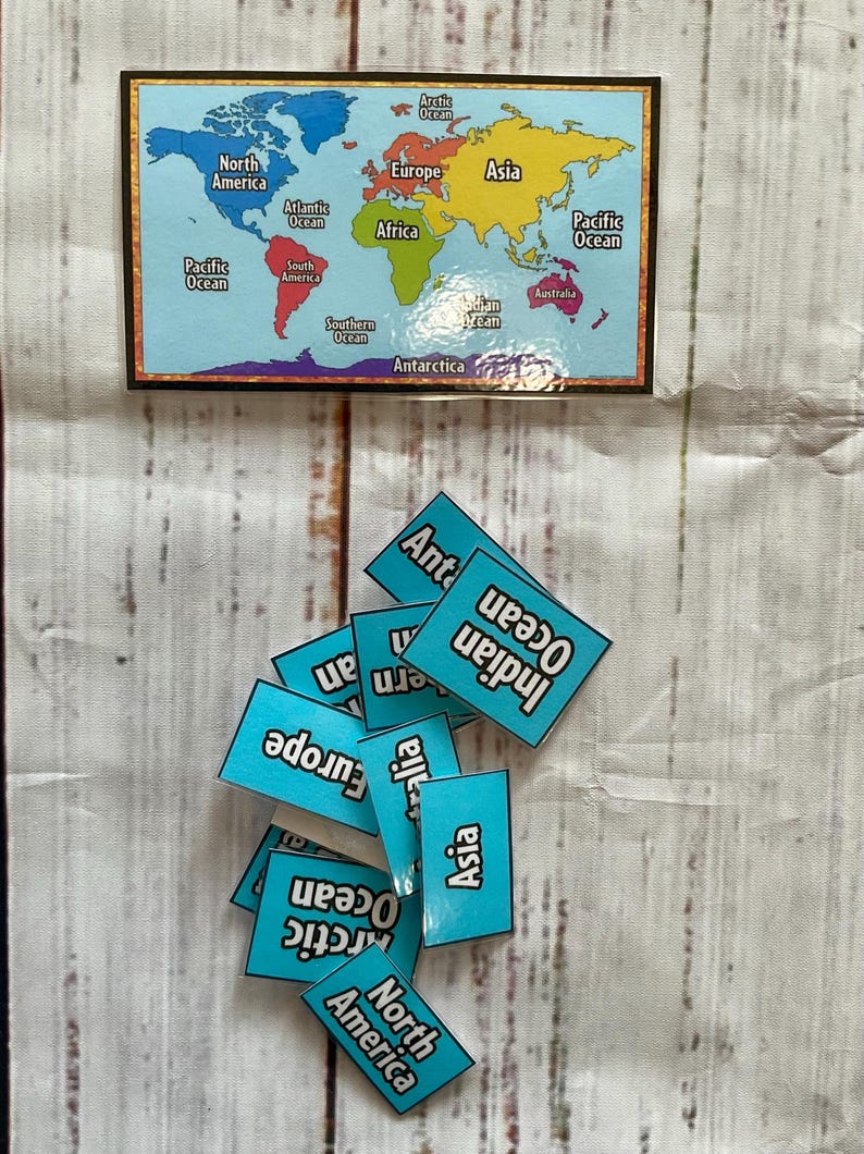 Continents and Oceans Geography Social Studies File Folder Game Task ...