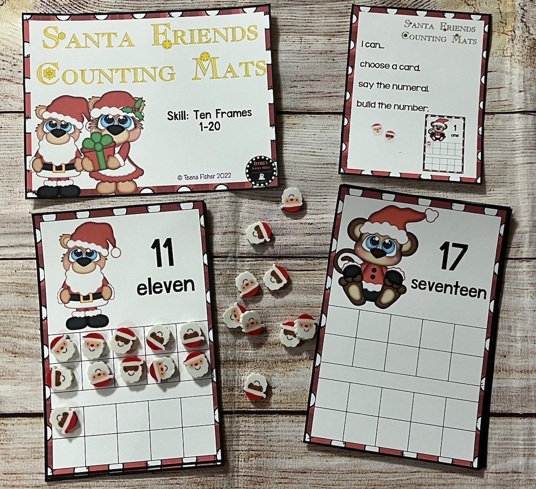 Santa Friends Counting Ten Frames 1-20 Math File Folder Game Center ...
