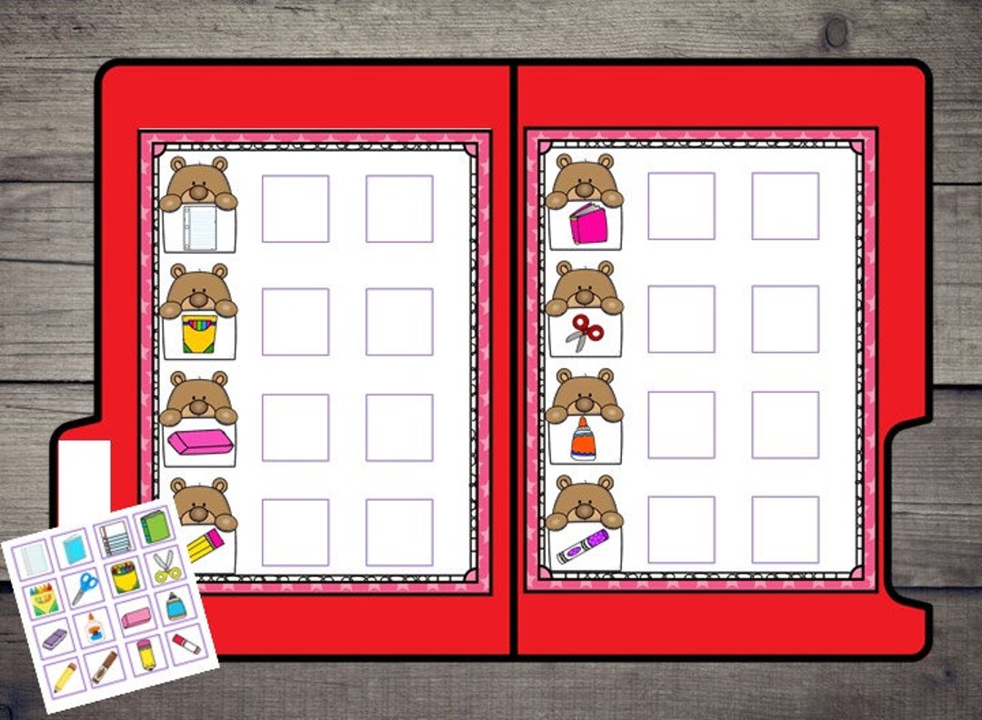 School Supply Non-identical Picture Match File Folder Game Kindergarten ...