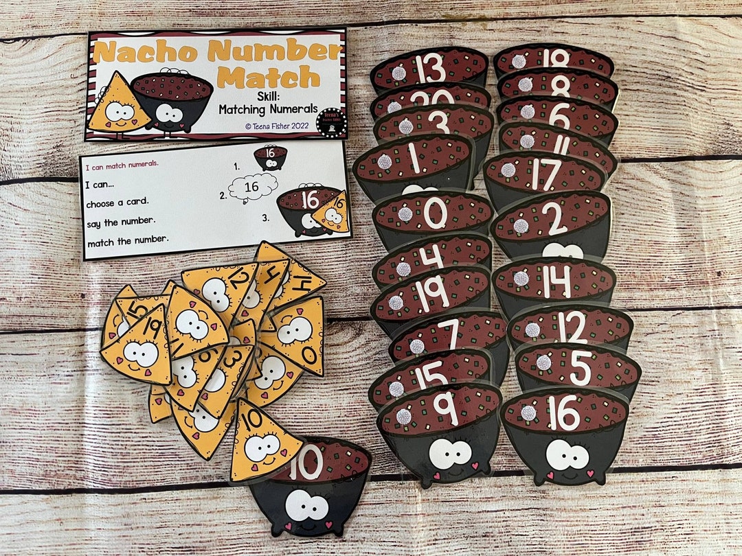 Nacho Number Matching Math Center Laminated Classroom Educational Game ...