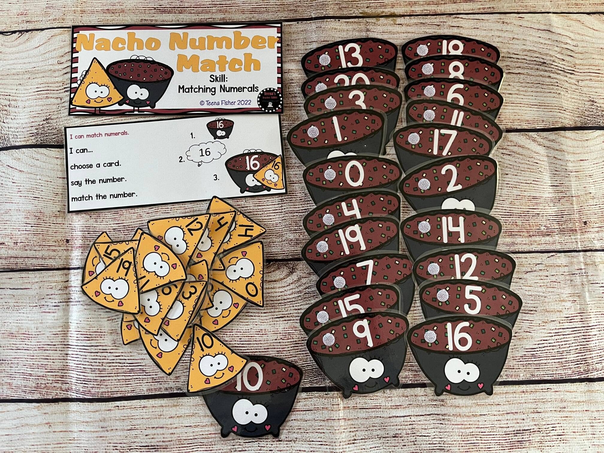 Nacho Number Matching Math Center Laminated Classroom Educational Game ...