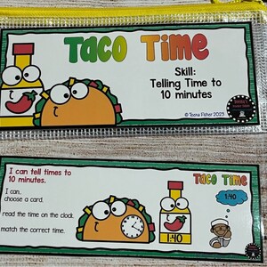 Taco Time to Telling Time to 10 Minutes First Grade Kindergarten Math ...