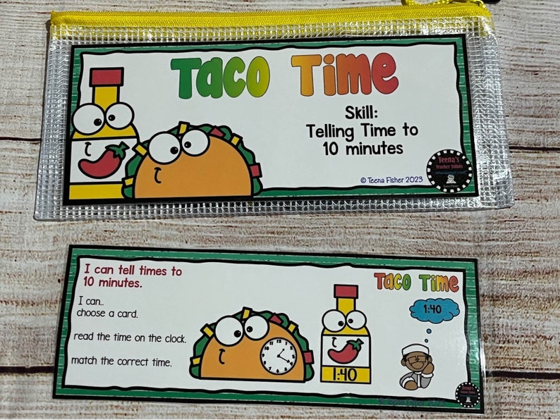 Taco Time to Telling Time to 10 Minutes First Grade Kindergarten Math ...