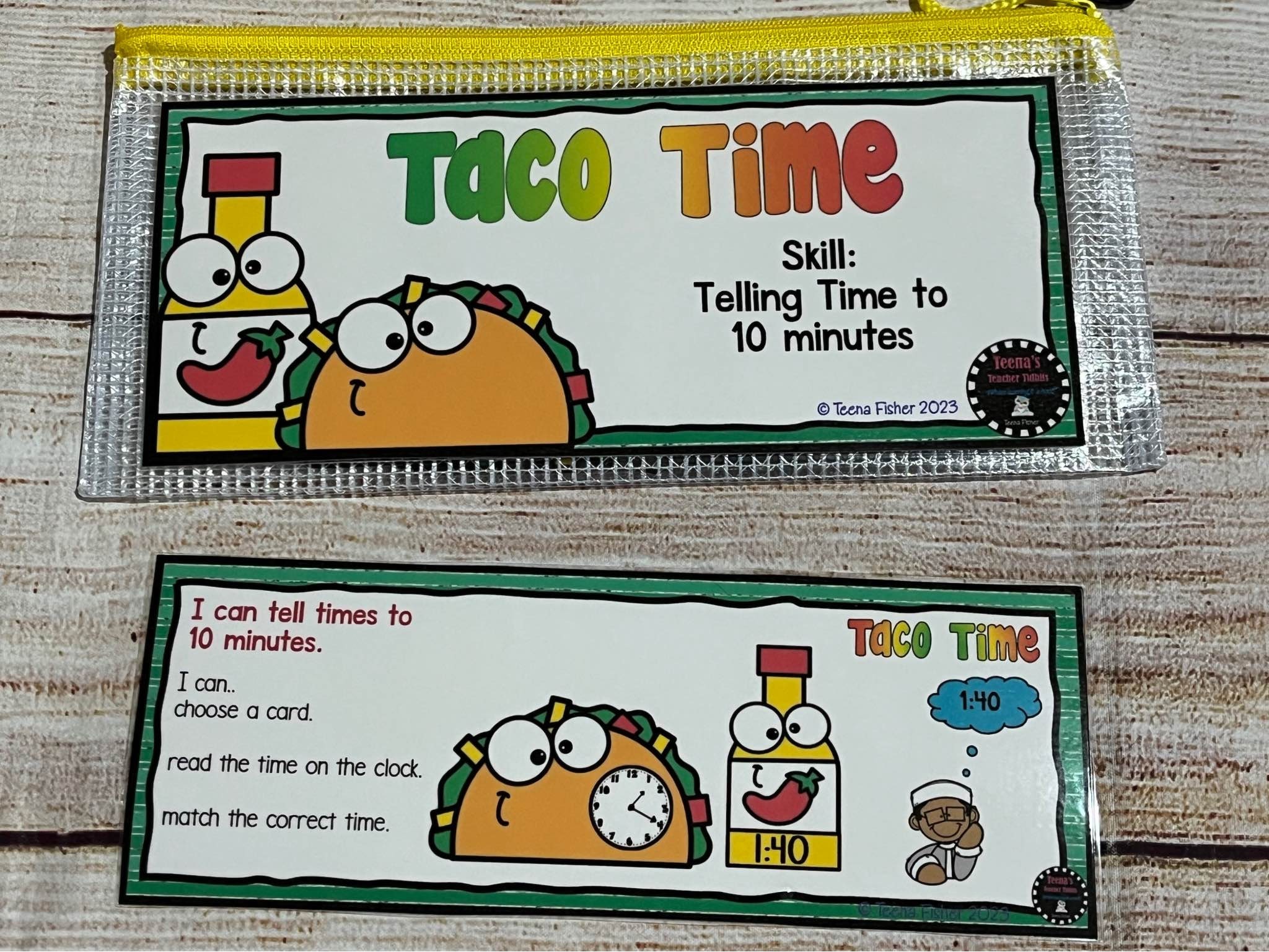 Taco Time to Telling Time to 10 Minutes First Grade Kindergarten Math ...