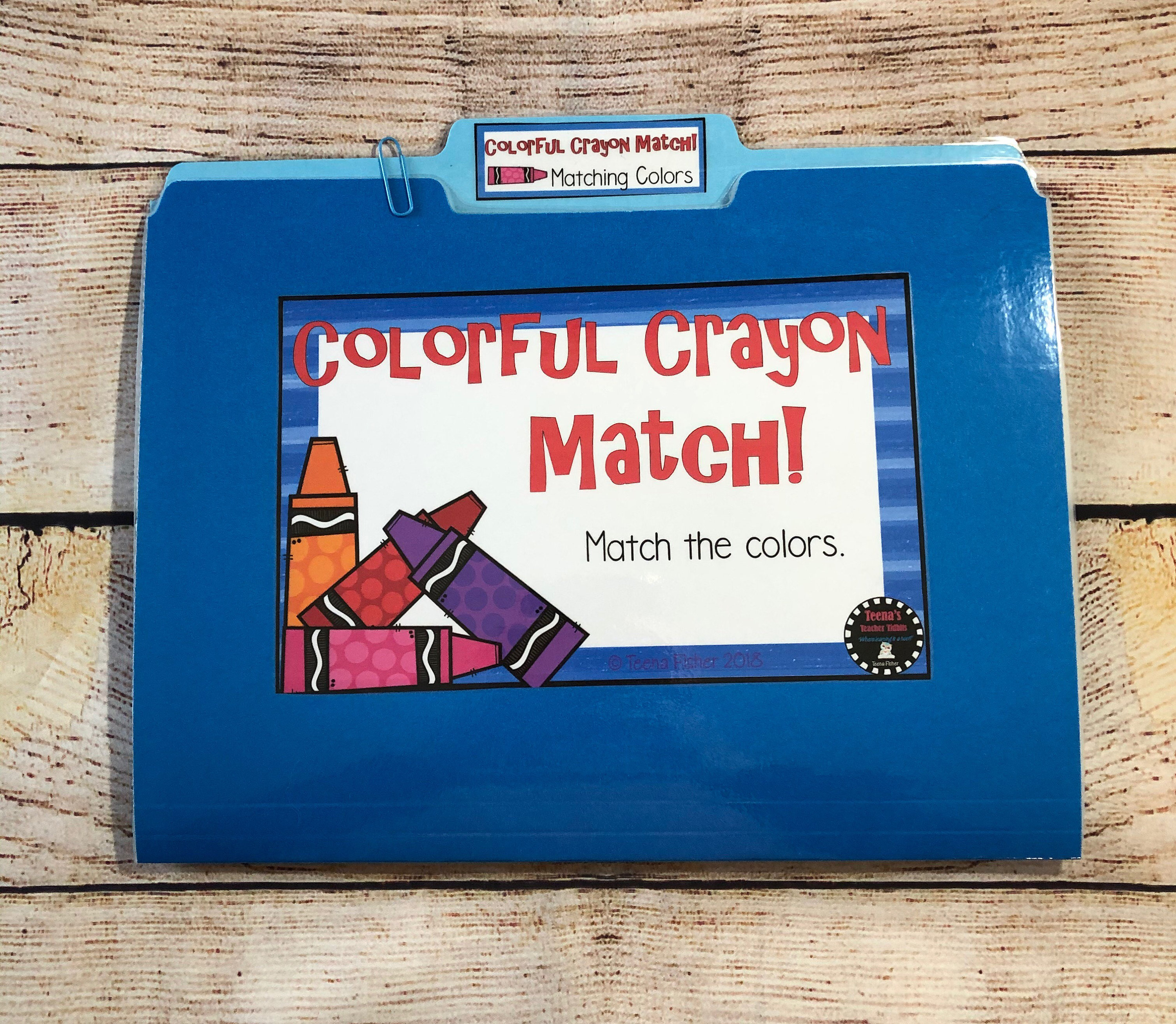 Crayon Color Match Math File Folder Game Center Teacher - Etsy