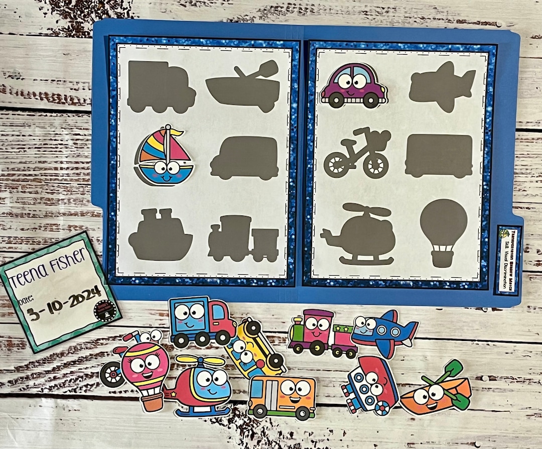 Transportion Shadow Match File Folder Game Pre-k Visual Discrimination ...
