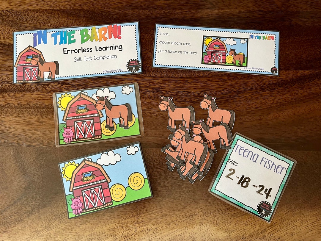 In the Barn! Errorless Learning File Folder Game Pre-k Visual ...