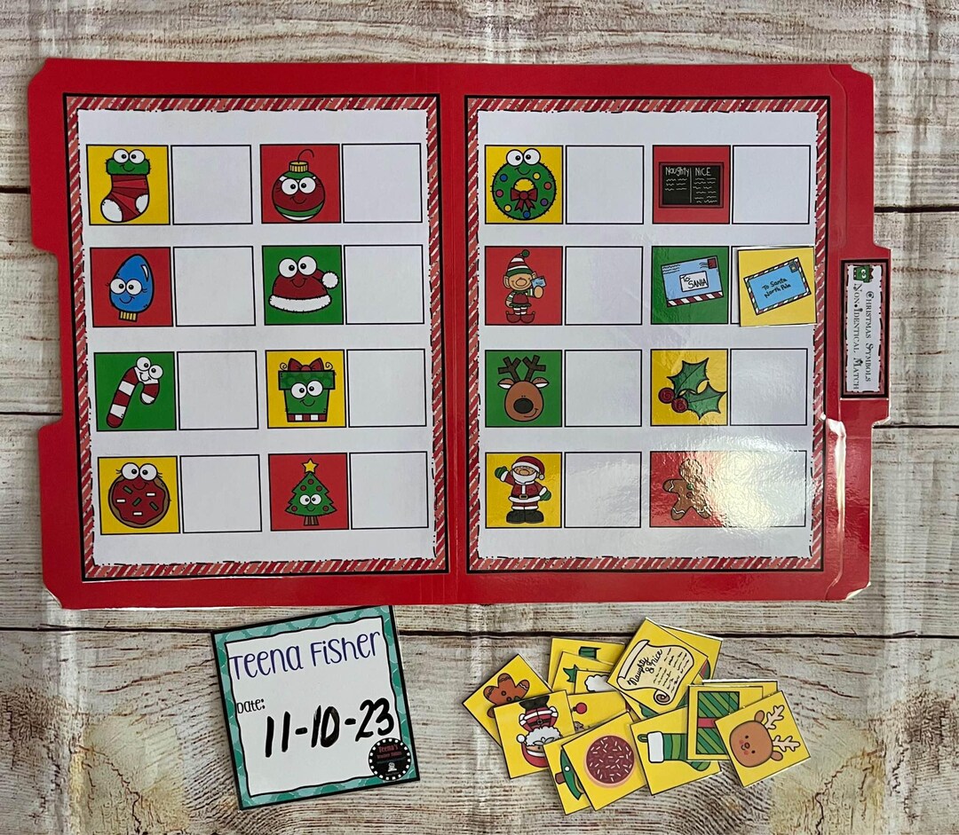 Christmas Cuties Non-identical Picture File Folder Game Kindergarten ...