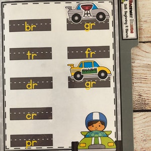 Raceway R Blends File Folder Game Literacy Center Phonics Kindergarten ...