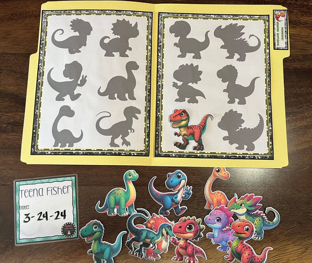Dinosaur Shadow Match File Folder Game Pre-k Visual Discrimination ...