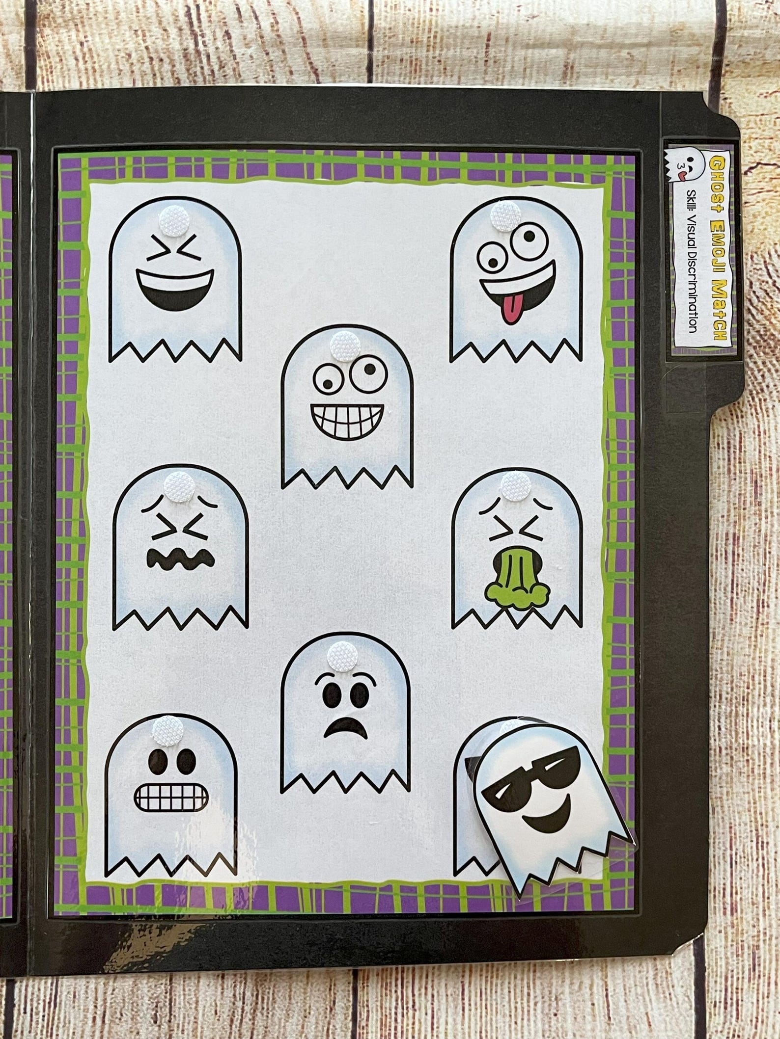 Ghost Emoji Face Matching File Folder Game Kindergarten Preschool Math ...