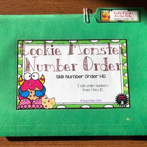 Cookie Monster Number Order 1-10 File Folder Game 1~10 Kindergarten ...