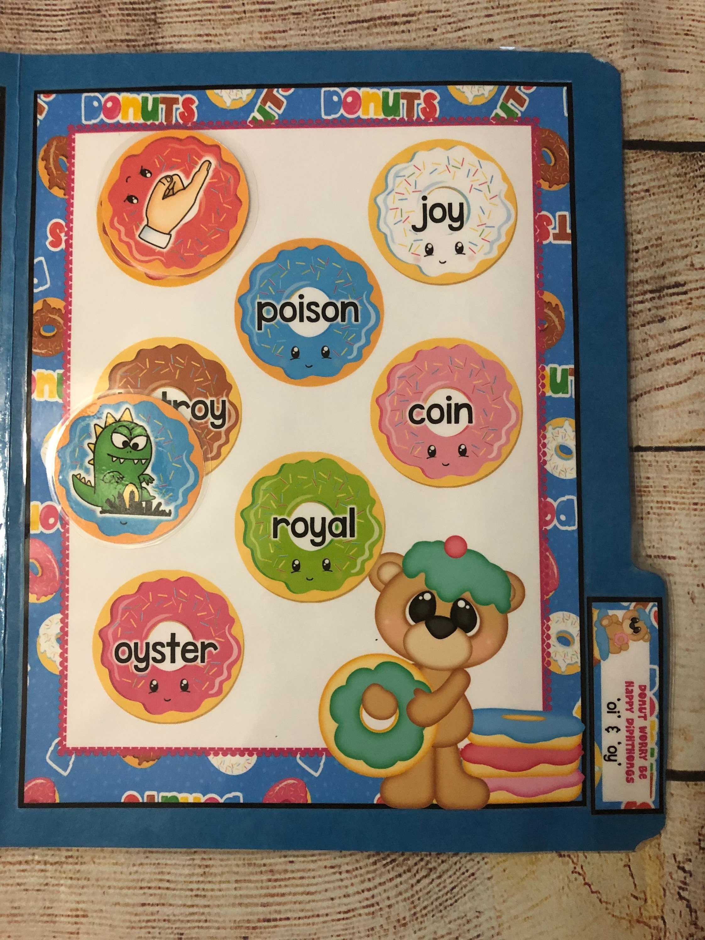 Donut Diphthongs oi & Oy Literacy Phonics File Folder Game Center ...