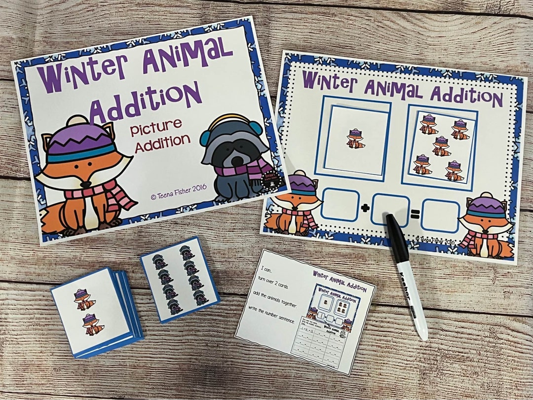 Winter Animal Picture Addition to 20 Kindergarten First Second Grade ...