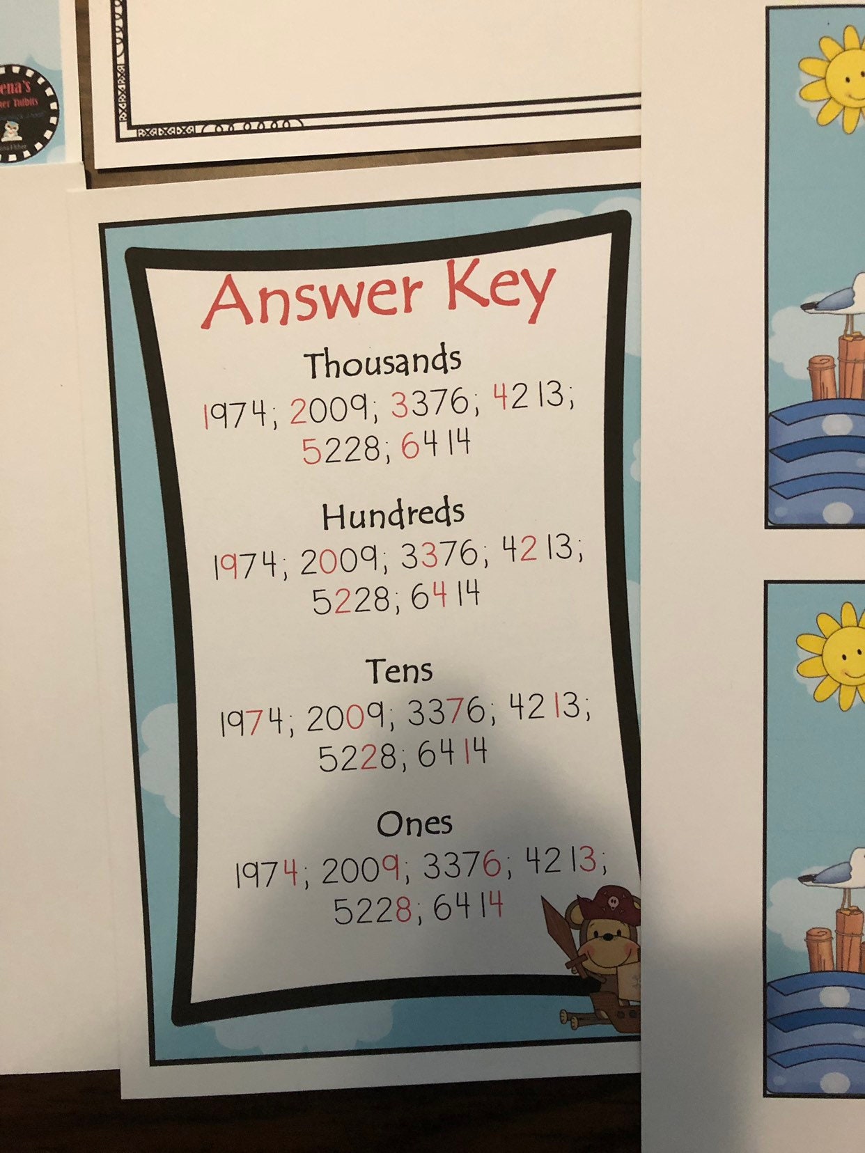 Lil' Monkey Pirate Place Value Math First Second Grade - Etsy