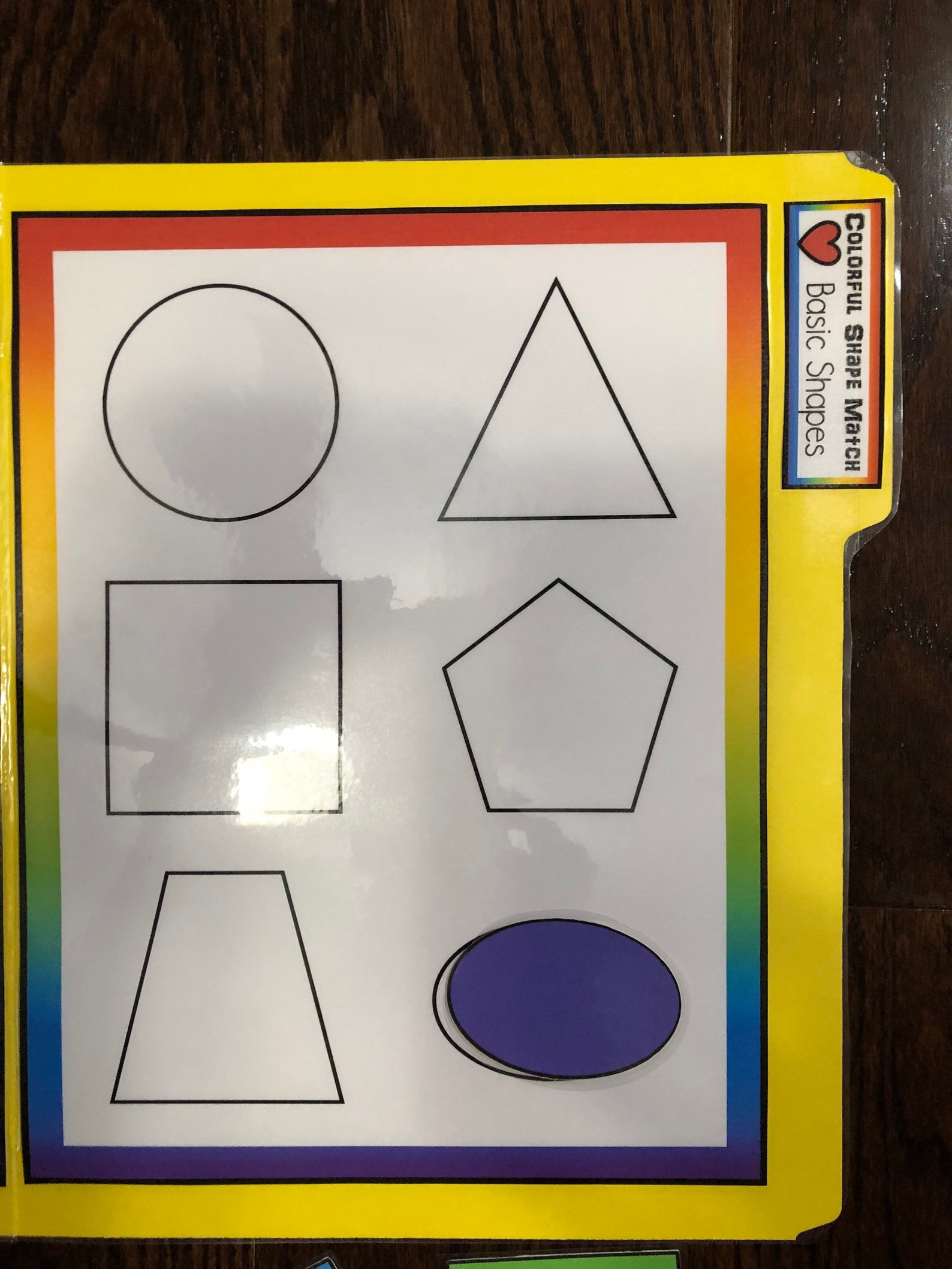 Color Shapes Matching 2D Math File Folder Game Center Teacher Resource ...