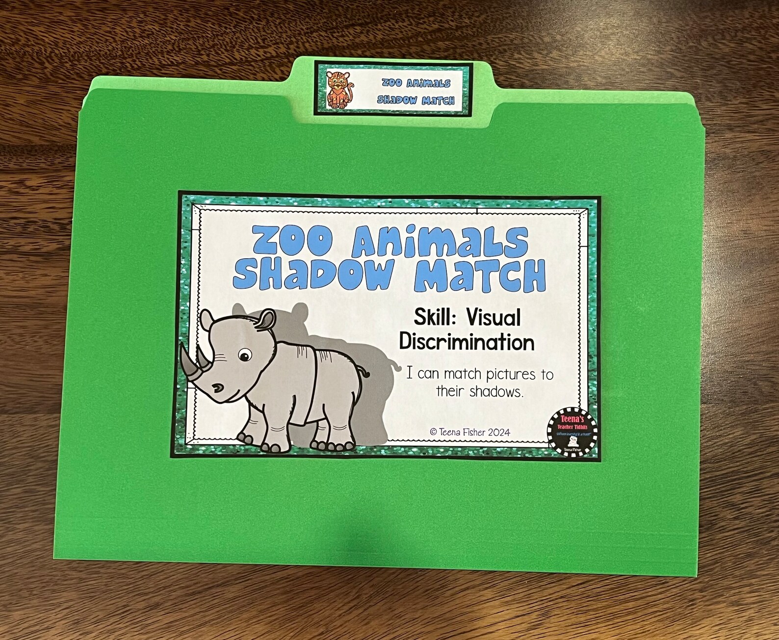 Zoo Animals Shadow Match File Folder Game Pre-k Visual Discrimination ...
