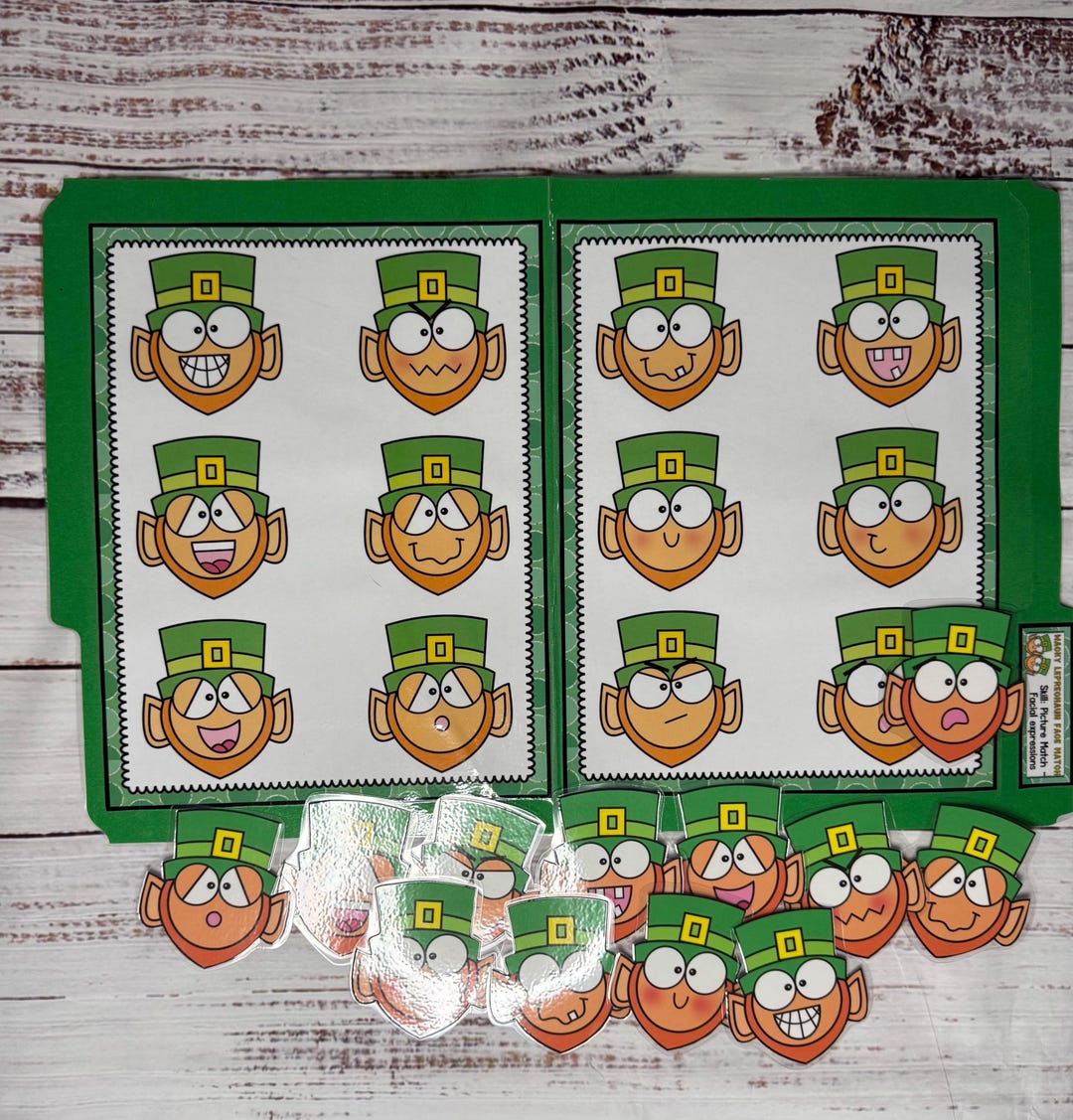Wacky Leprechaun Face Matching File Folder Game Preschool Visual ...