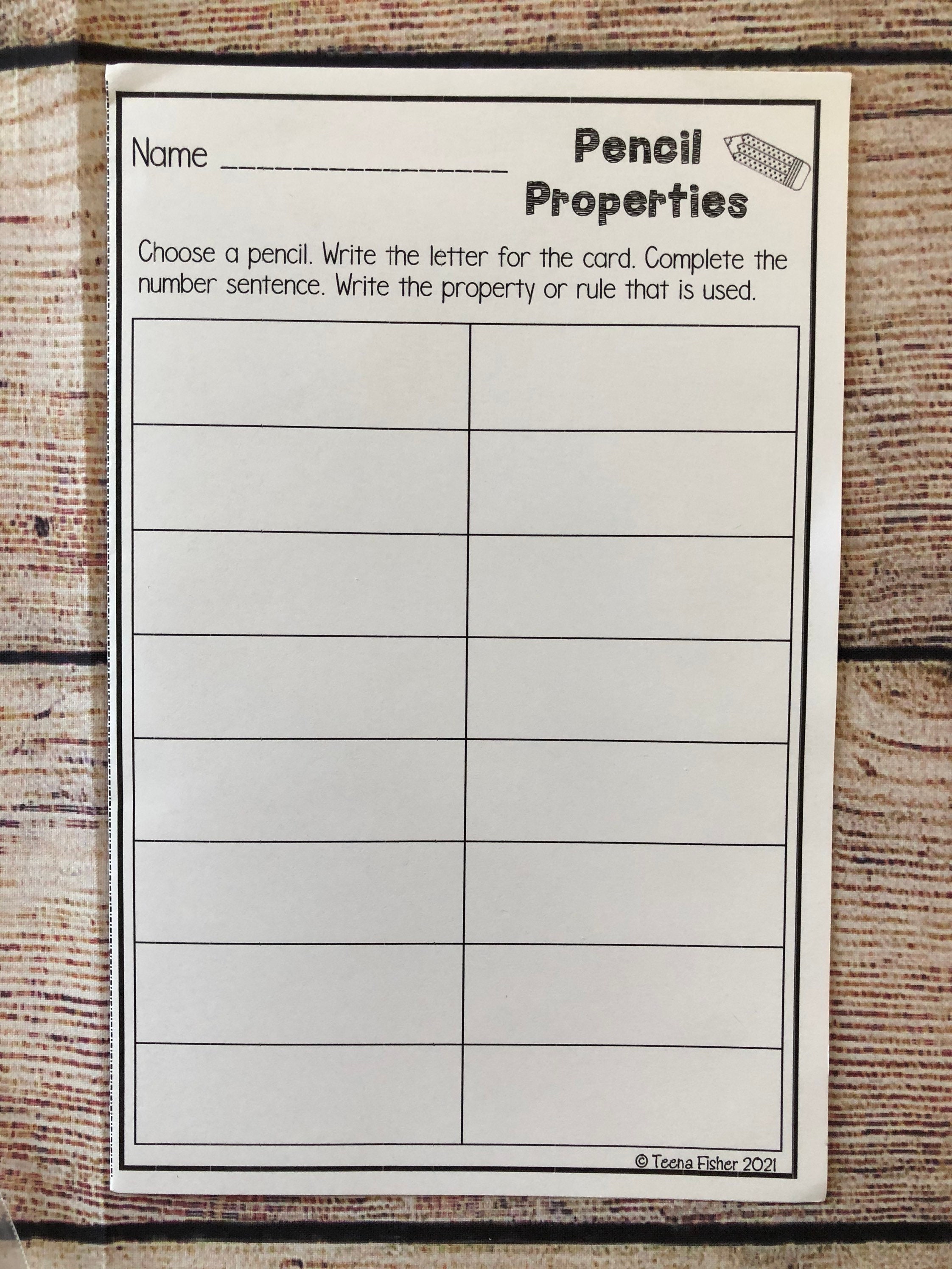 Pencil Properties Addition Subtraction Math File Folder Game - Etsy