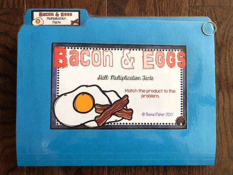 Bacon & Eggs Math File Folder Game Center Teacher Resource Mixed ...