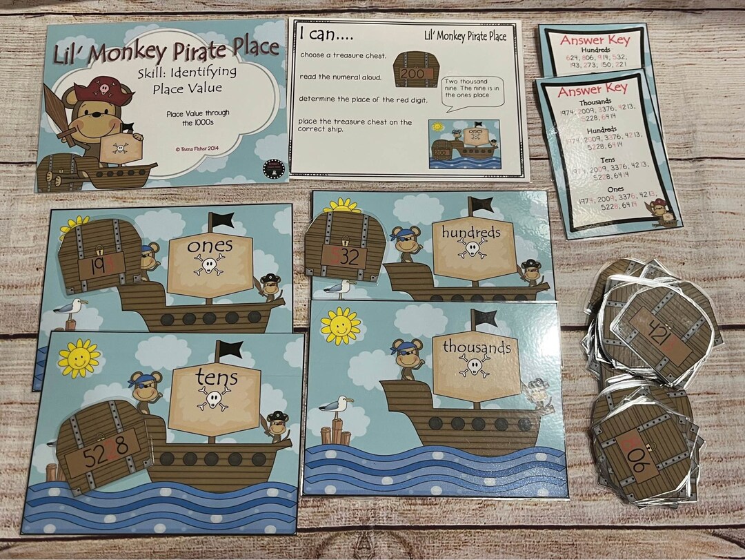 Lil' Monkey Pirate Place Value Math First Second Grade Teacher Made ...
