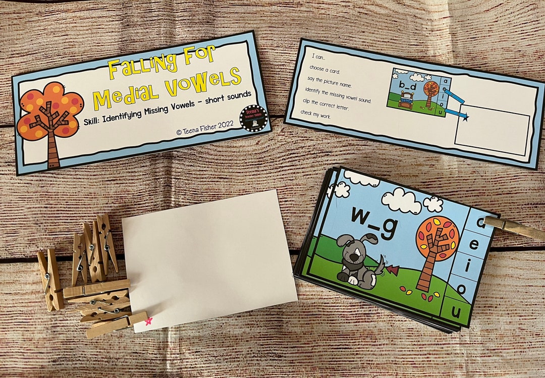 Falling for Medial Short Vowel Word Families Phonics Match Literacy ...